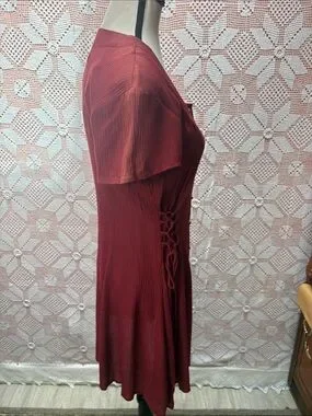 M Collection | Dresses | Vintage Corset Sides Button Front Red Dress ...